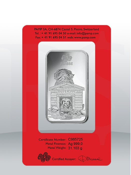 Shop PAMP Suisse Lunar Dog 1 oz Silver Bar: High-Quality with Live ...