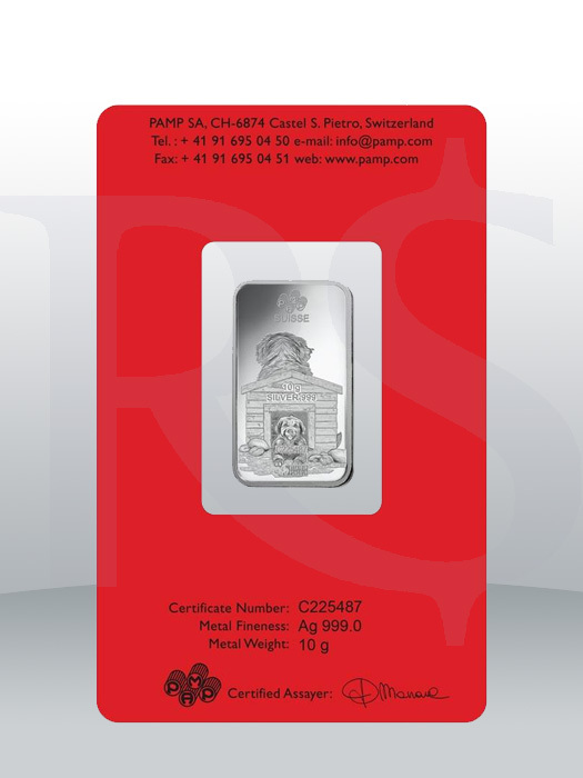 Shop PAMP Suisse Lunar Dog 10 gram Silver Bar: High-Quality with Live ...