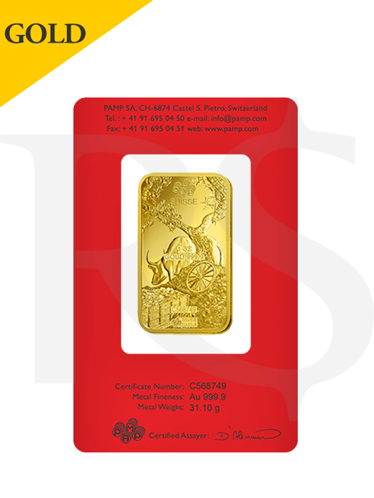 Shop PAMP Suisse Lunar Ox 1 oz (31.1g) Gold Bar: High-Quality with Live ...